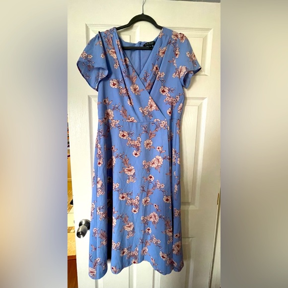 Lauren Ralph Lauren | Dresses | Lauren Powder Blue Floral Dress | Poshmark